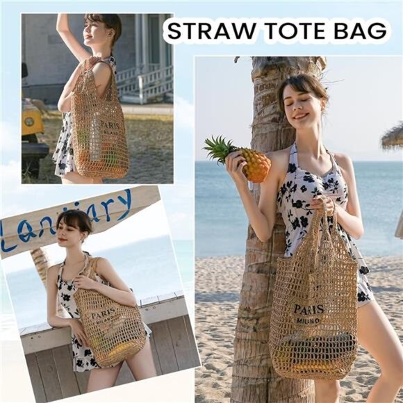 Other | Beach Handmade Woven Tote Bag Summer Mesh Hollow Shoulder Bag ...